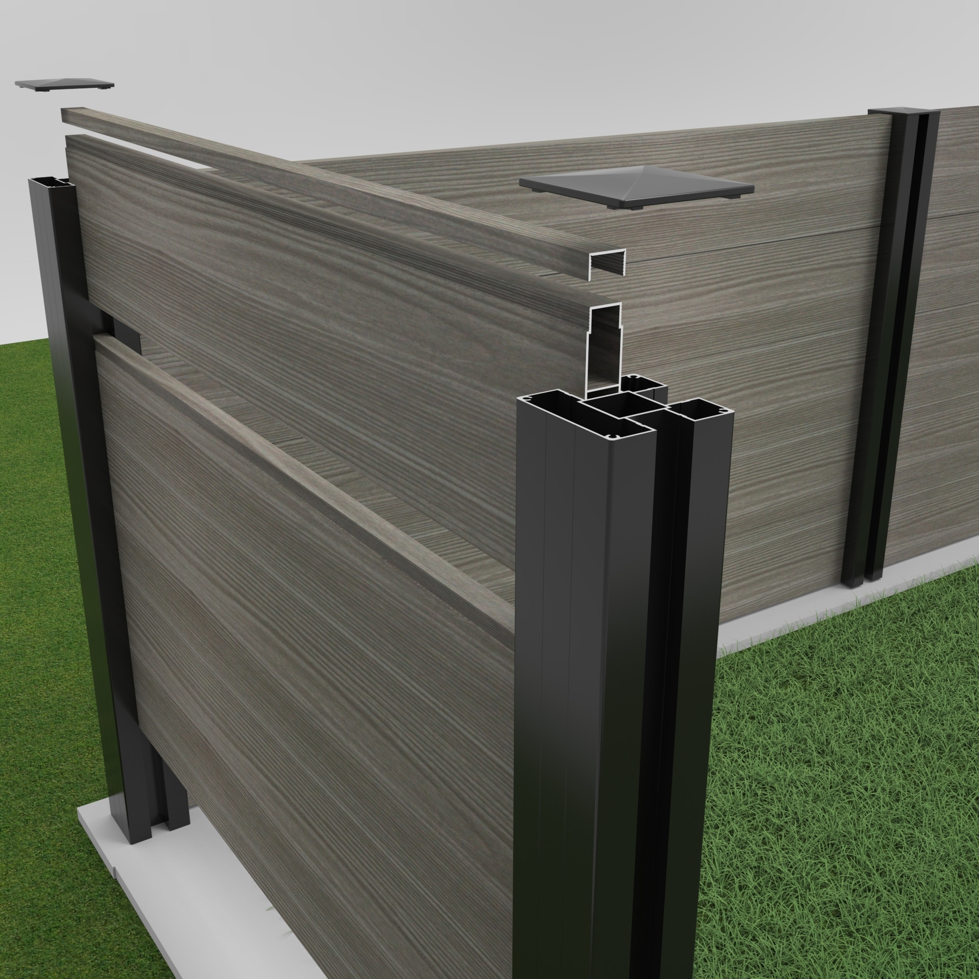 Panou gard modern, 100% aluminiu, Gri antracit RAL 7016 - eautomat