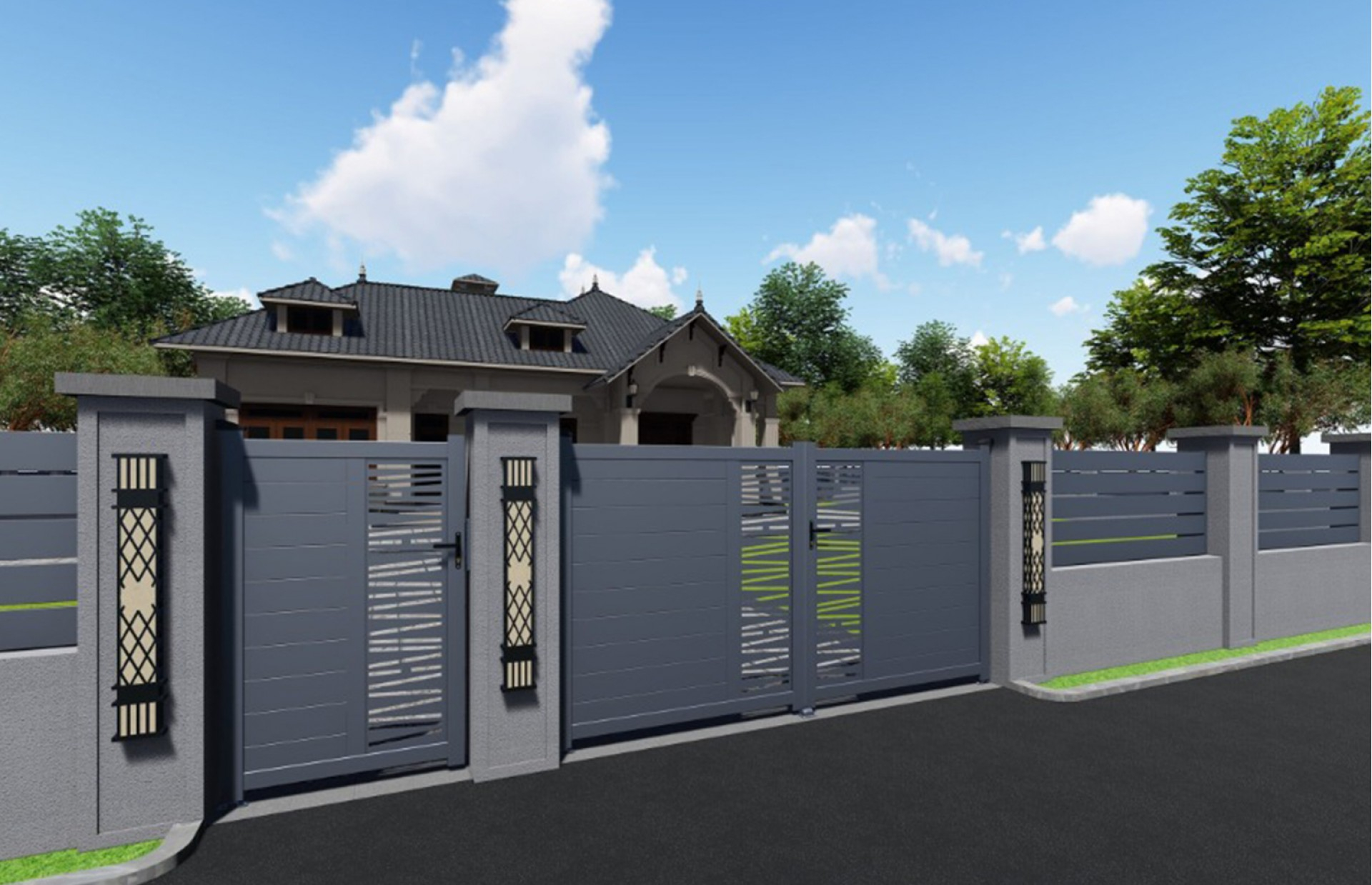 Set porti metalice din aluminiu, prefabricate, model Poseidon - eautomat